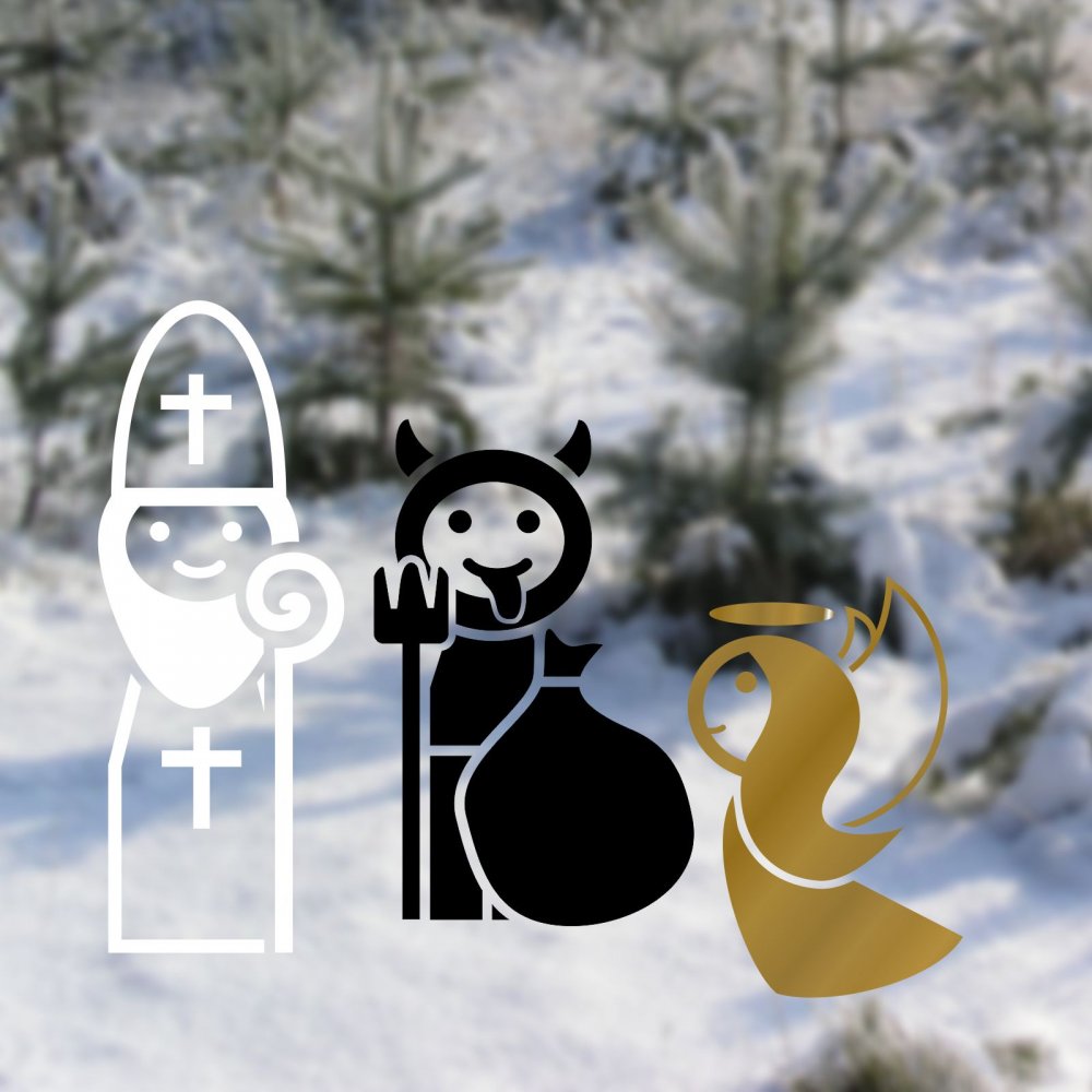 Mikuláš, čert a anděl - samolepky na okno | Pieris design